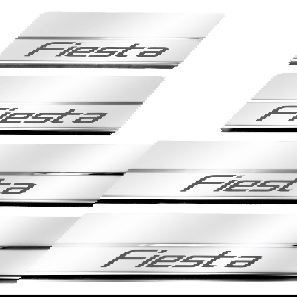 Listwa progowa inox FORD FIESTA MK8 z czarnymi literami 4szt 304 połysk ...