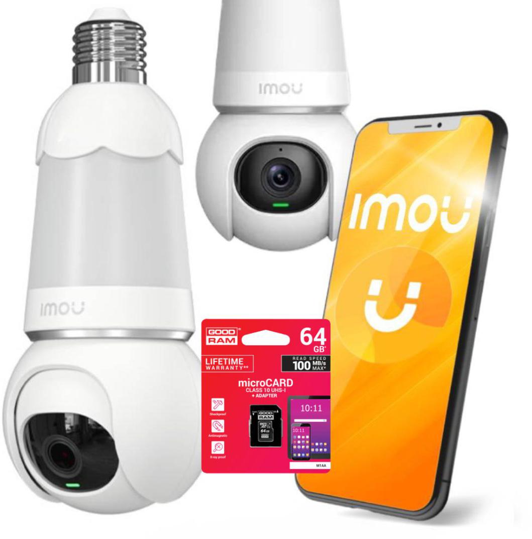 Kamera IP Imou kamera żarówka Bulb Cam 5MP IPC z kartą pamięci 64BG ...