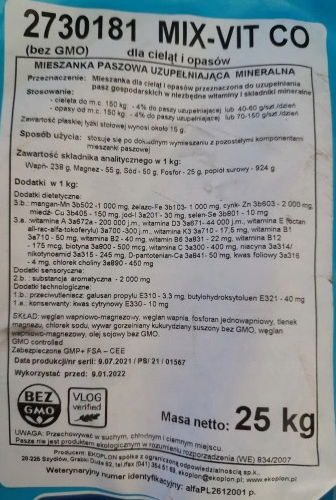 MIX-VIT CO witaminy dla cieląt i opasów EKOPLON | Taniey.PL