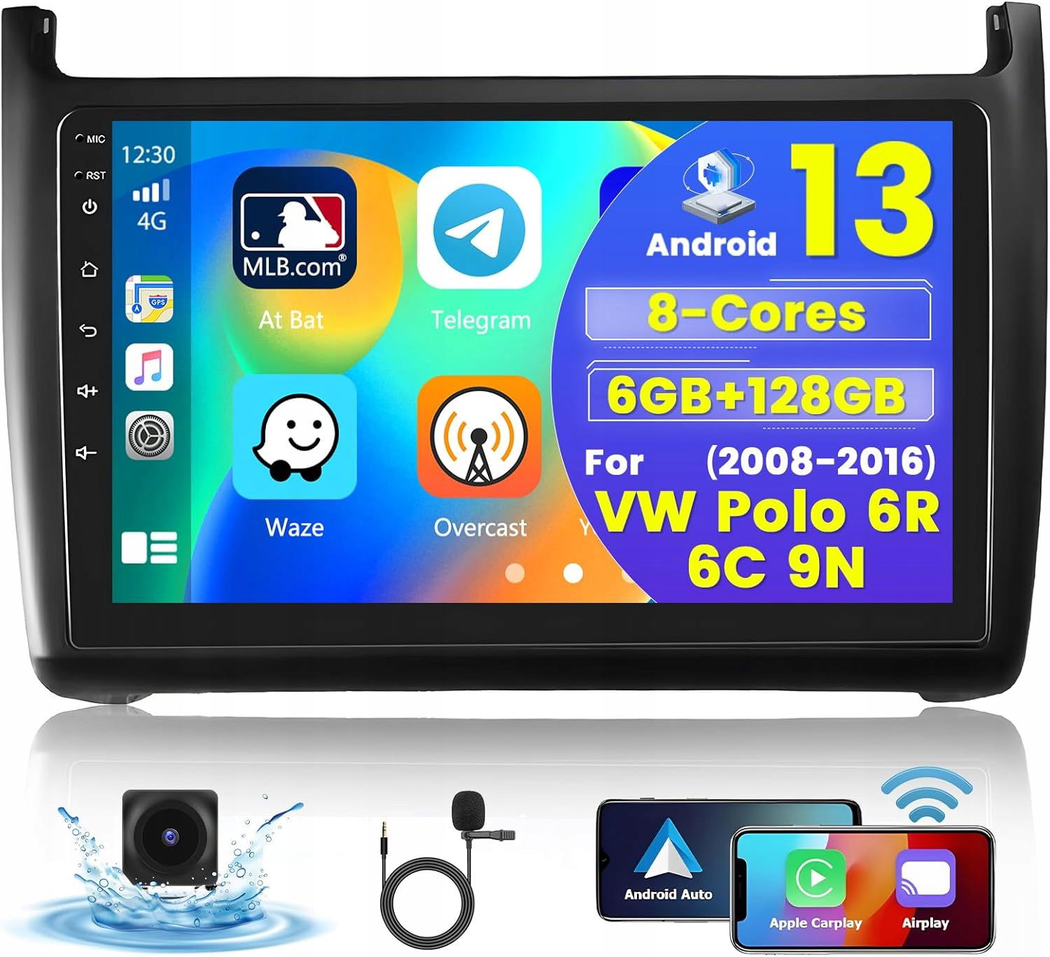 Hikity Radio Android 13 VW Polo 6R 6C 9N 6GB/128GB CarPlay Nie działa dotyk | Taniey.PL